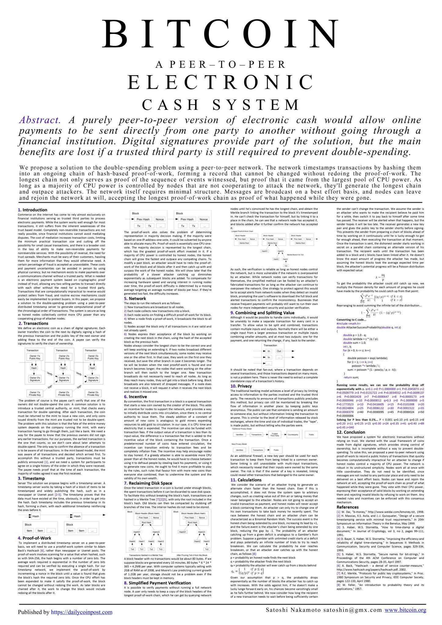 Free High Quality Bitcoin Whitepaper Poster - DailyCoinPost